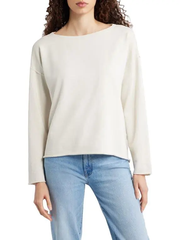 Eileen Fisher Bateau Neck Boxy Top - Bone