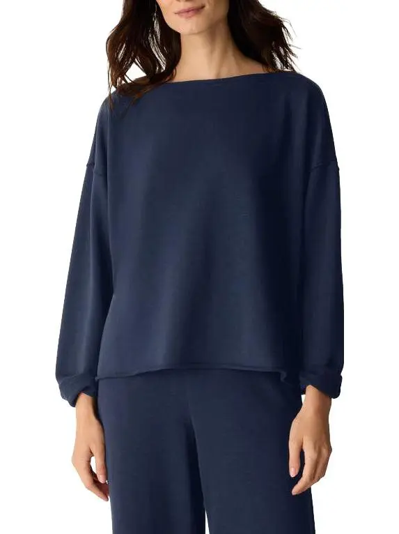 Eileen Fisher Bateau Neck Boxy Top - Ink
