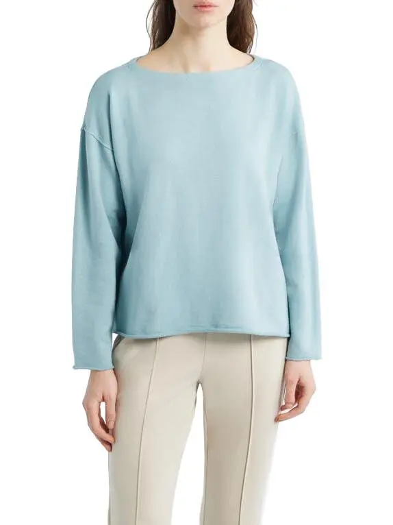 Eileen Fisher Bateau Neck Boxy Top - Seafoam