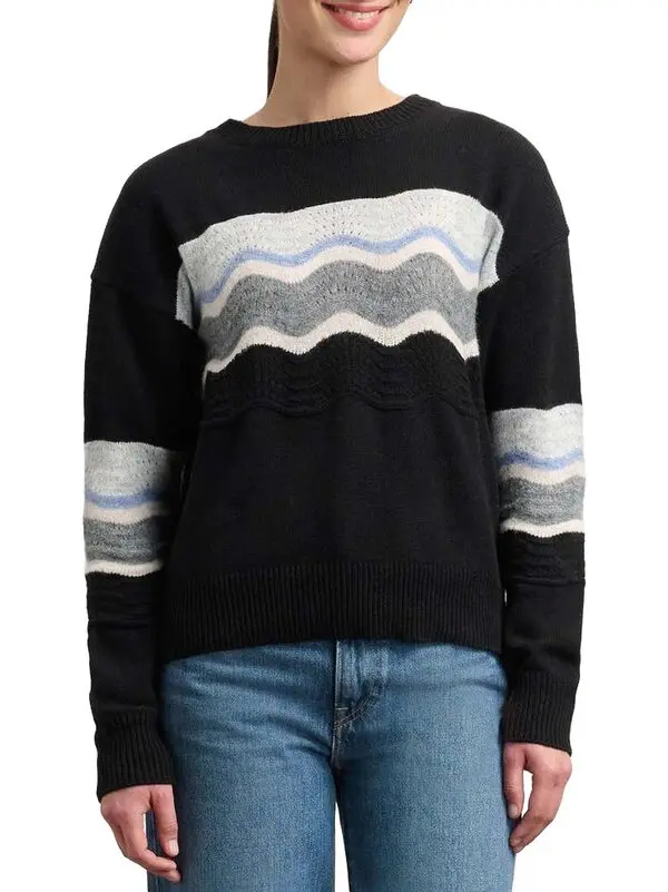 HATLEY Pointelle Wave Sweater - Black