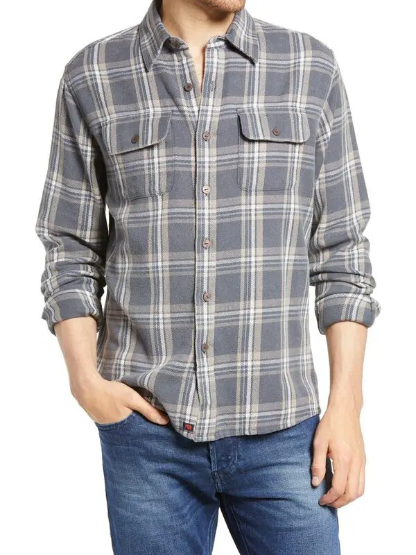 THE NORMAL BRAND Mountain Regular Fit Flannel Button-up Shirt - Grey Plaid