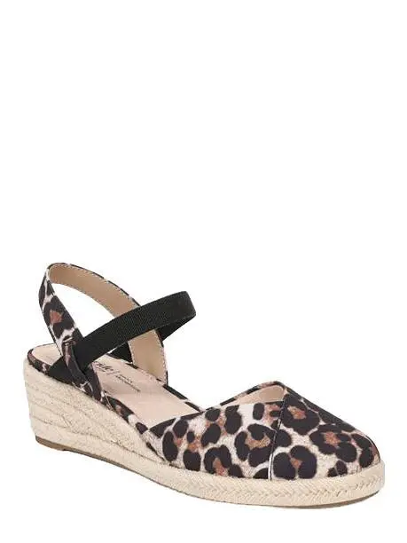 LIFESTRIDE Pilar Slingback Espadrille Wedge Sandal - Light Natural Leopard