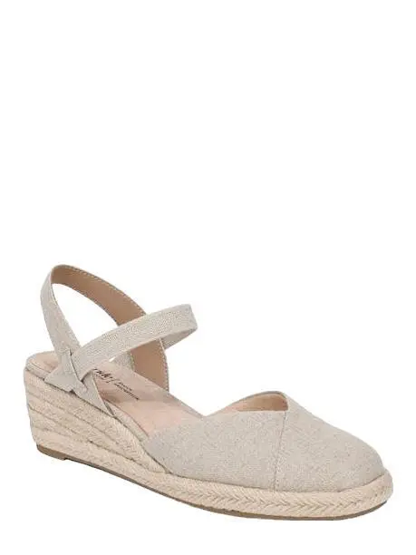 LIFESTRIDE Pilar Slingback Espadrille Wedge Sandal - Natural/platino Gold
