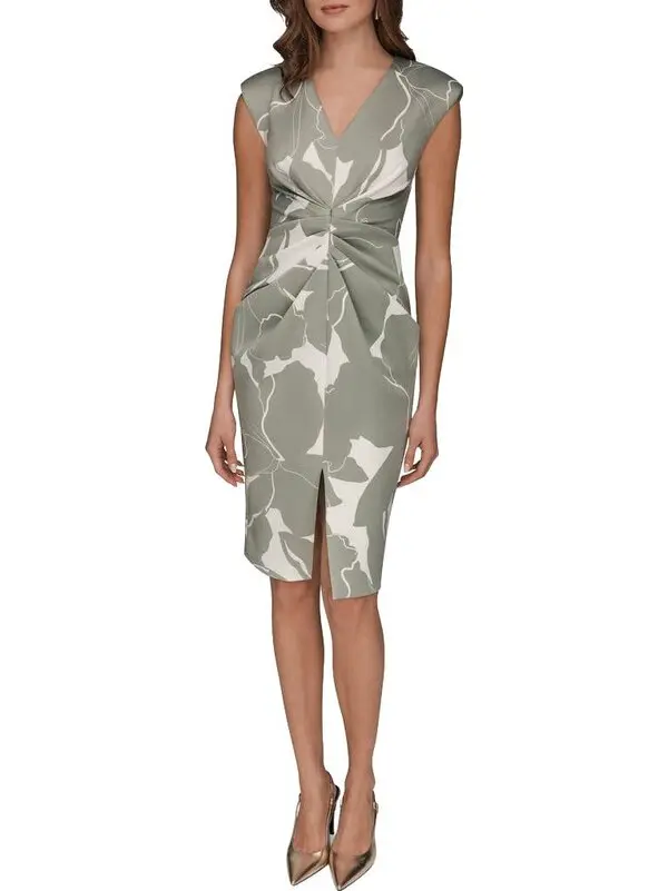 Donna Karan New York Gathered Sleeveless Sheath - Weathered Sage