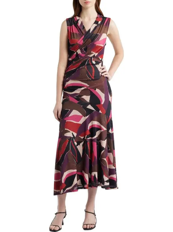Rails Vanya Abstract Print Faux Wrap Midi Dress - Paradise