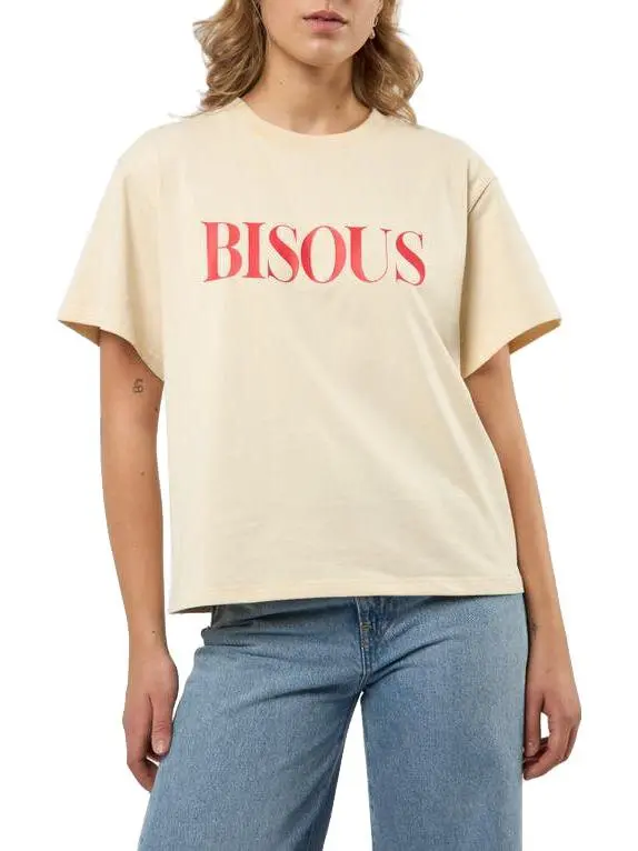 VIENS AVEC MOI Bisous Boxy Cotton Graphic T-shirt - Red