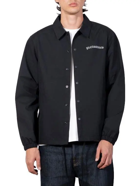 PLEASURES Neural Logo Graphic Coach's Jacket - Black
