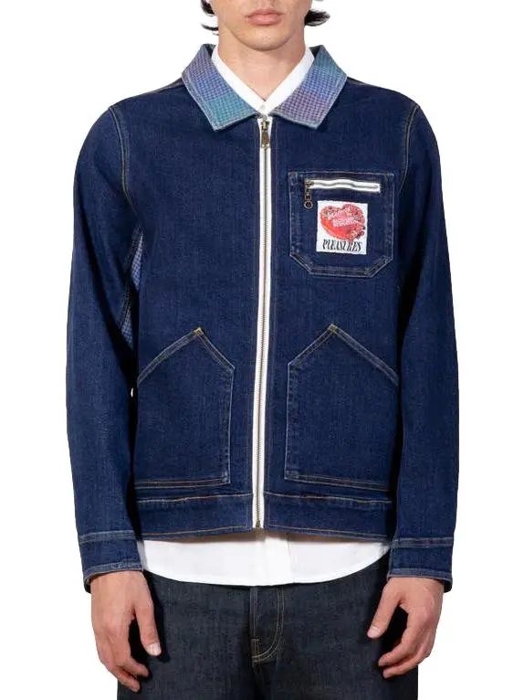 PLEASURES X Richard Bernstein Cake Denim Zip Jacket - Indigo