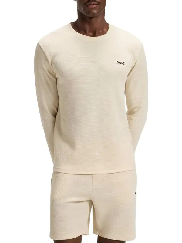 BOSS Waffle Knit Long Sleeve Lounge T-shirt - Ivory