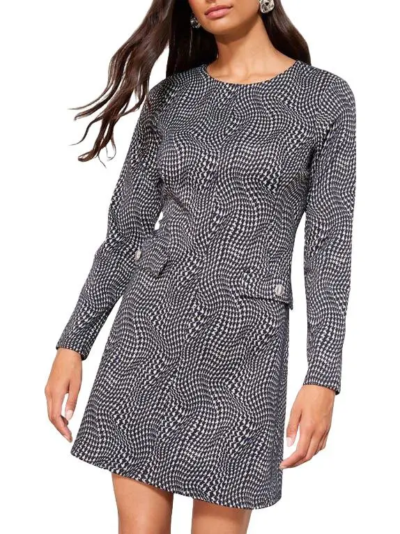 FRIENDS LIKE THESE Long Sleeve Check Minidress - Black/white