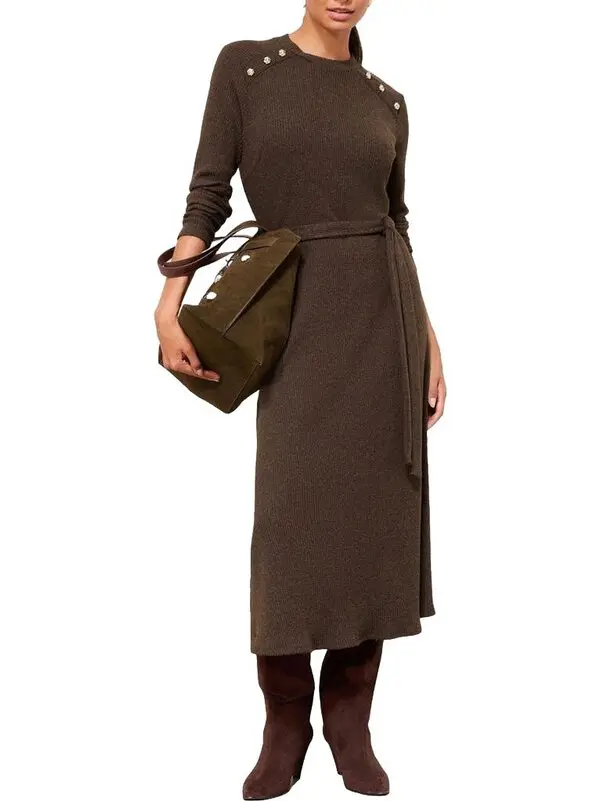 FRIENDS LIKE THESE Long Sleeve Sweater Midi Dress - Brown