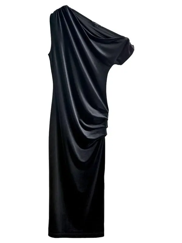 NEXT One-shoulder Velvet Dress - Black