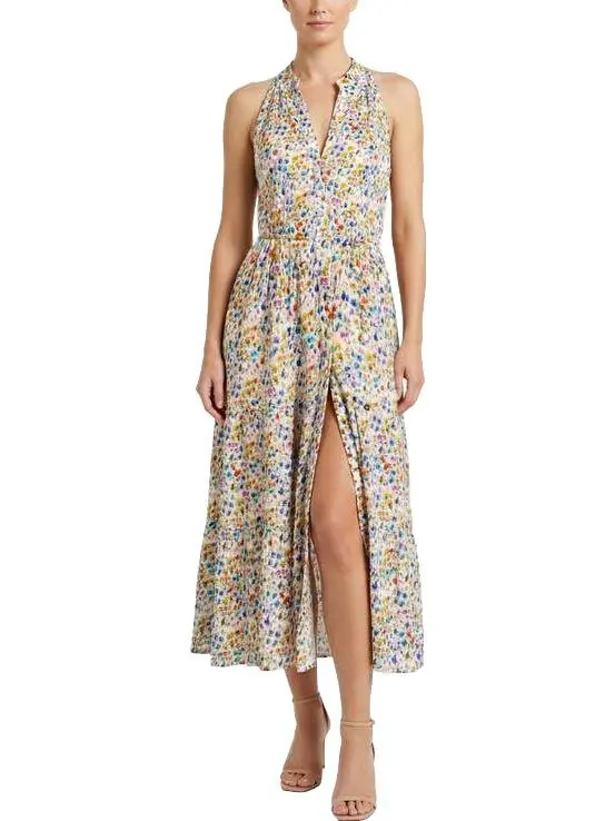CHANGE OF SCENERY Tracy Cotton Printed Tiered Midi Shirt Dress - Wildflower Fields