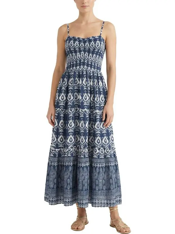 CHANGE OF SCENERY Cecilia Smocked Tiered Maxi Dress - Tivara Ikat
