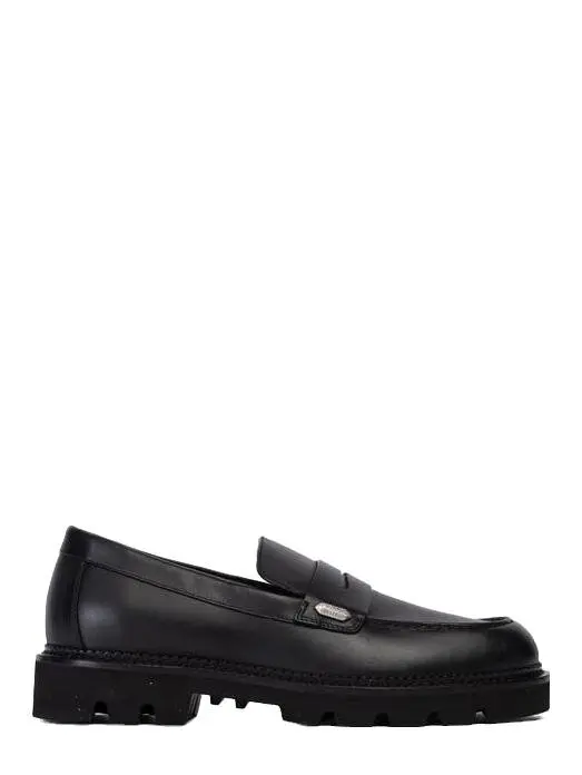 COLLEGIUM Leather Lug Sole Penny Loafer - Nero Leather