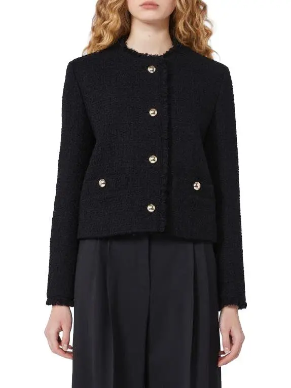 Max Mara Agami Wool-blend Tweed Jacket - Black