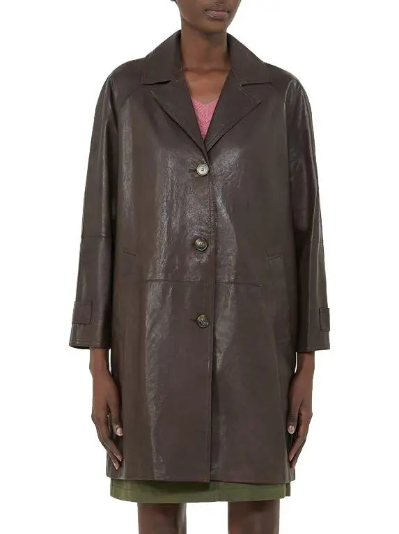 Max Mara Camino Leather Trench Coat - Brown