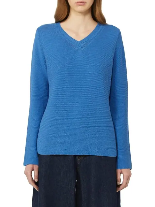 Max Mara V-neck Cotton-blend Sweater - Cornflower Blue