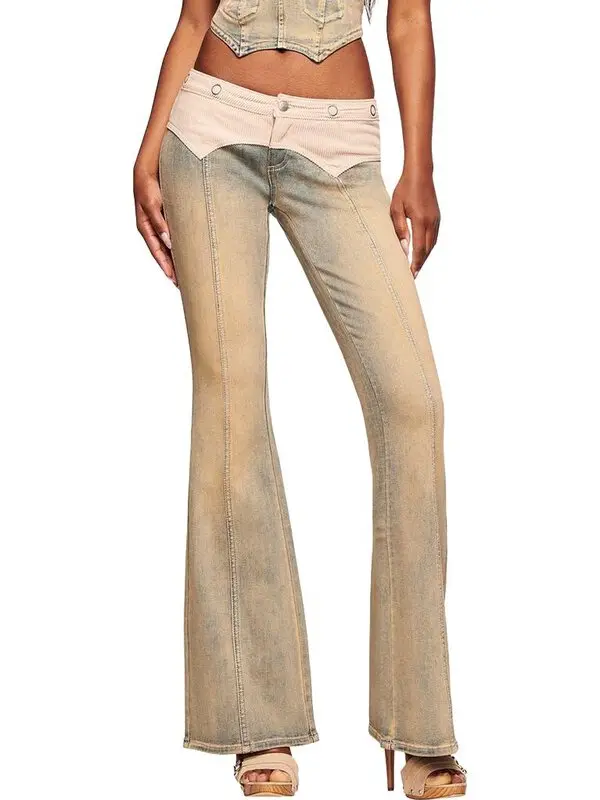 I.AM.GIA Tommie Mixed Media Flare Leg Jeans - Antique Denim