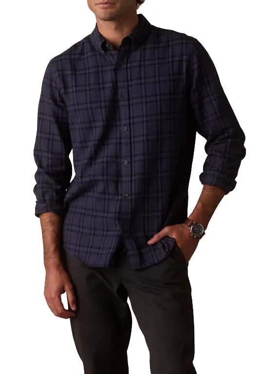 THE NORMAL BRAND Nikko Classic Long Sleeve Plaid Button-up Shirt - Indigo Plaid