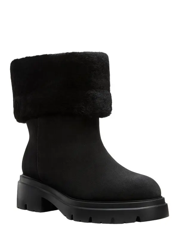 STUART WEITZMAN Hudson Shearling Cuff Bootie - Black