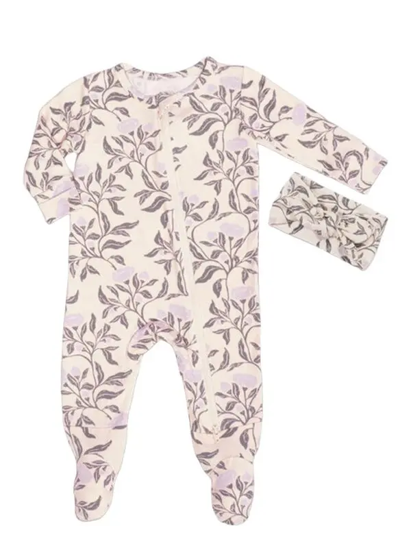 EVERLY GREY Jersey Footie And Head Wrap Set - Poppy