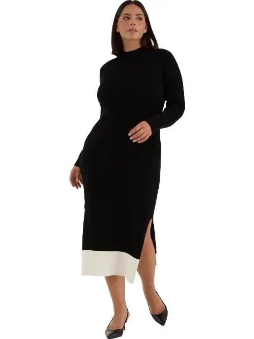KADA Ribbed Knit Midi Dress - Ink