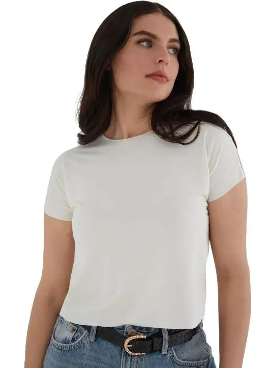 KADA Cupro Infinity Cropped Tee - Salt