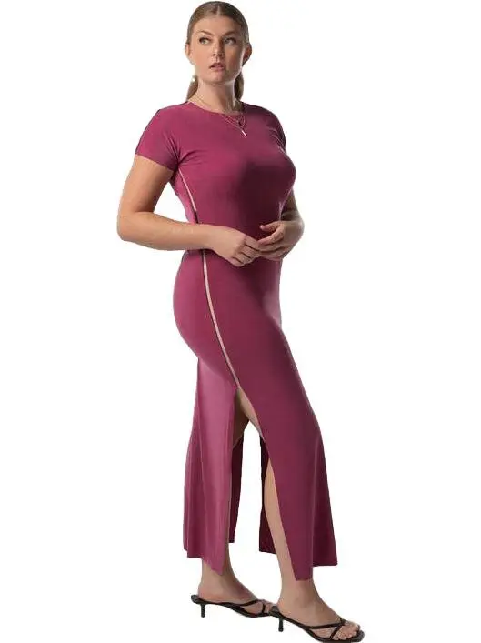 KADA Cupro Infinity Tee Maxi Dress - Merlot