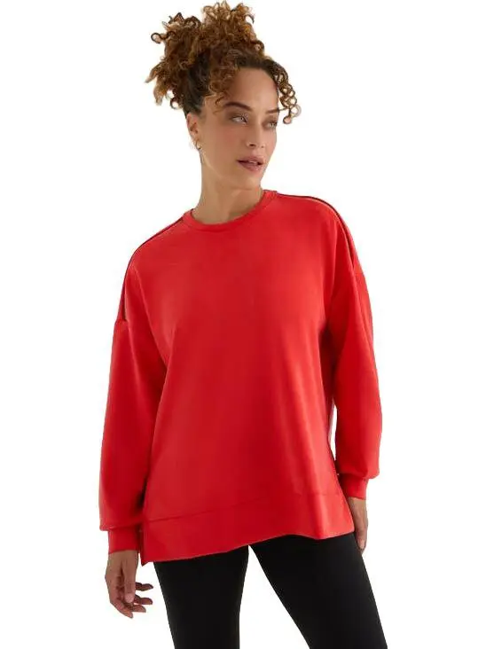 KADA Cupro Oversized Crew Sweatshirt - Cherry