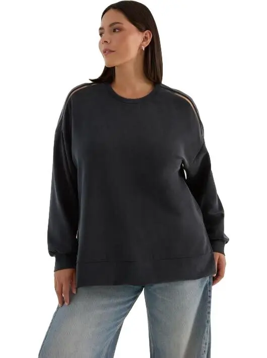 KADA Cupro Oversized Crew Sweatshirt - Ink