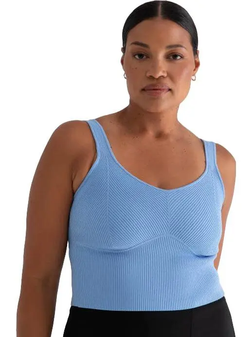 KADA Ribbed Fitted Tank - Sky