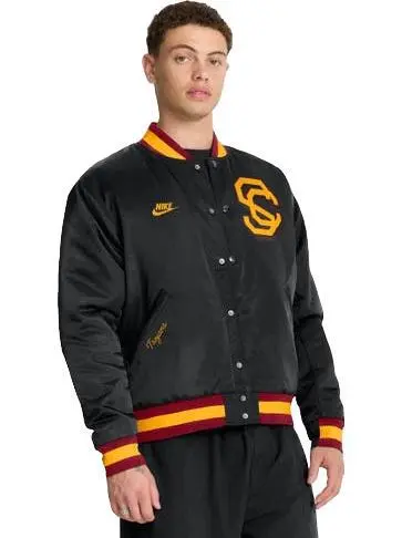 Nike Usc Trojans Legacy Full-snap Bomber Jacket - Black
