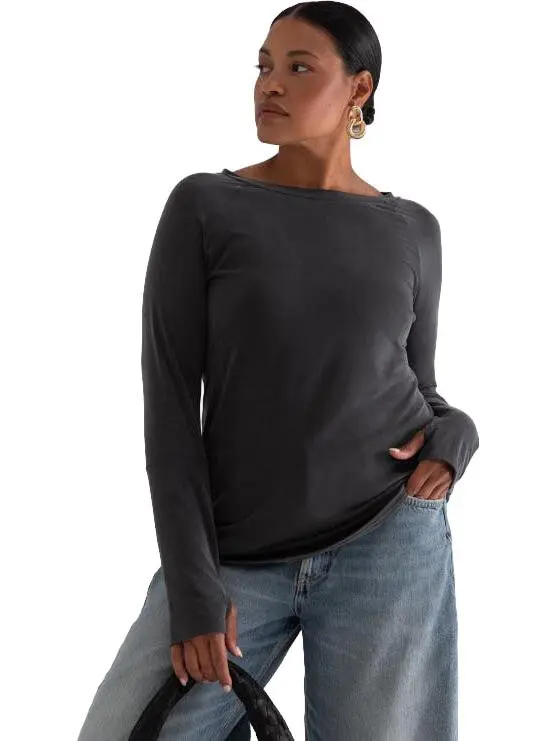 KADA Cupro Long Sleeve Layering Tee - Ink