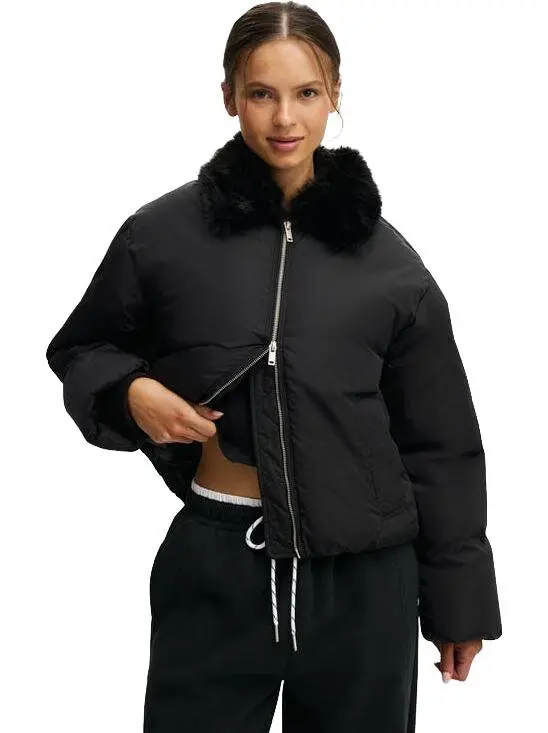 Cotton:on Active The Mother Puffer Bomber - Black