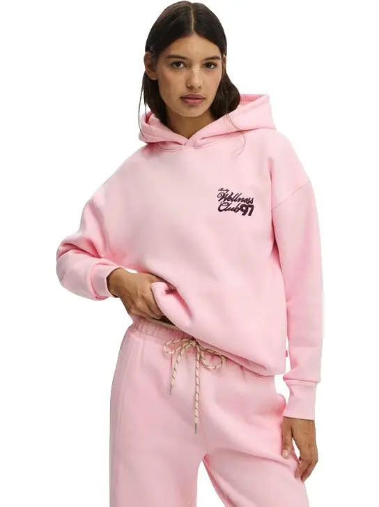 Cotton:on Active Plush Premium Graphic Hoodie - Cherry Dream Love Bw Club
