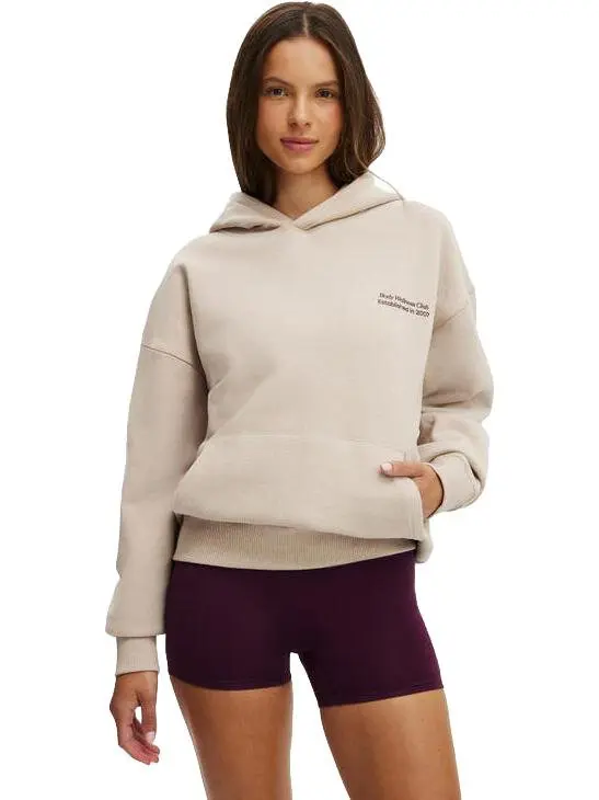 Cotton:on Active Plush Premium Graphic Hoodie - Sesame Marle Bw Club