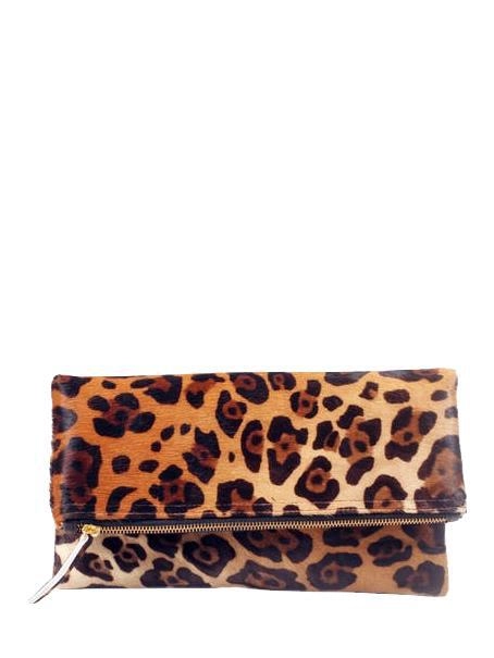 THE ARTISAN & COMPANY Leopard Print Hair Calf Clutch - Brown