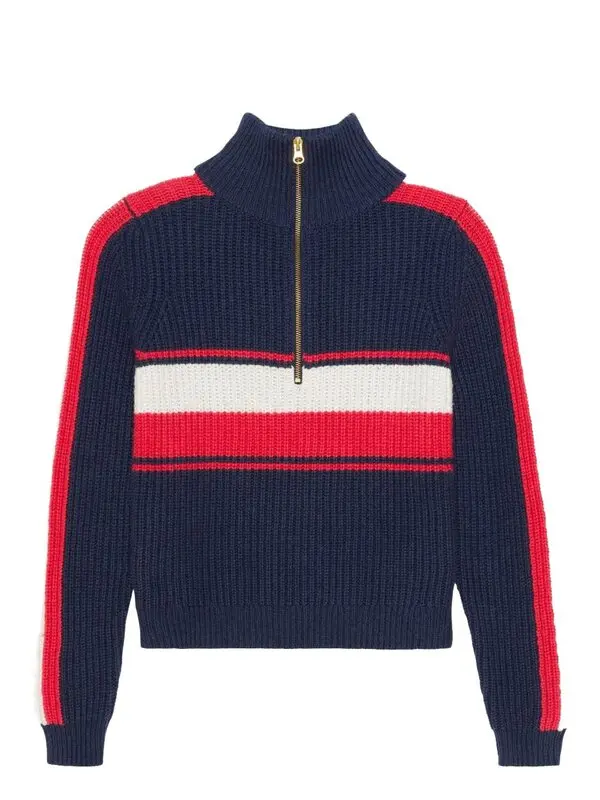 ELLSWORTH + IVEY Aspen Quarter-zip Sweater - Navy Retro Block