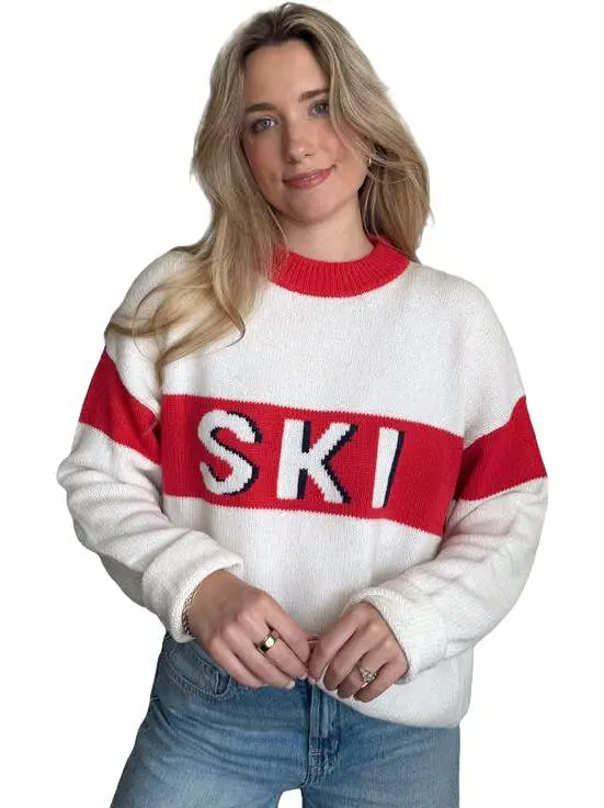 ELLSWORTH + IVEY Sadie Crewneck Ski Sweater - Ivory Ski