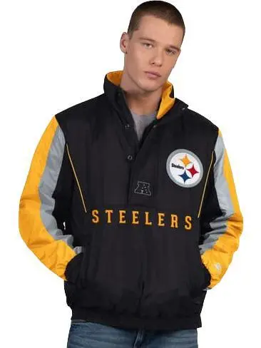 STARTER Pittsburgh Steelers Thursday Night Gridiron Half-zip Jacket - Black