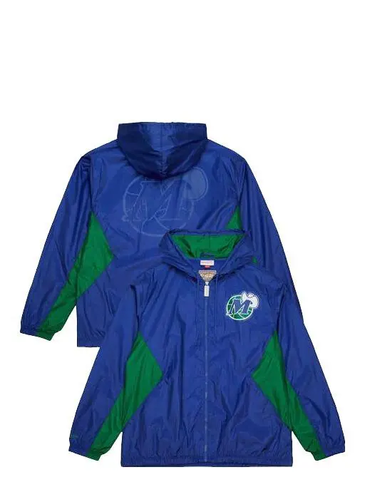 Mitchell & Ness Dallas Mavericks Playmaker Full-zip Hooded Windbreaker Jacket - Blue
