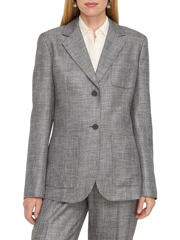 Lafayette 148 New York Patch Pocket Twill Blazer - Black Multi
