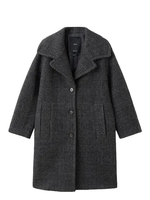 Mango Glen Plaid Wool-blend Coat - Grey