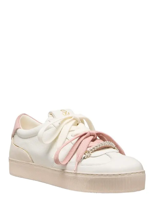 STUART WEITZMAN Colton Embellished Sneakers - Cream/linen/ballet