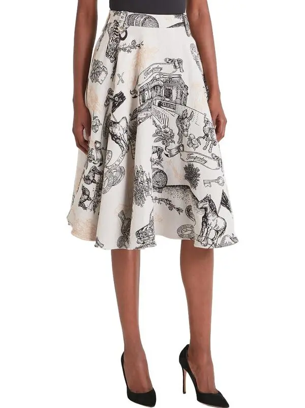 TEMPERLY LONDON Anniversary Printed Toile De Jouy Skirt - White