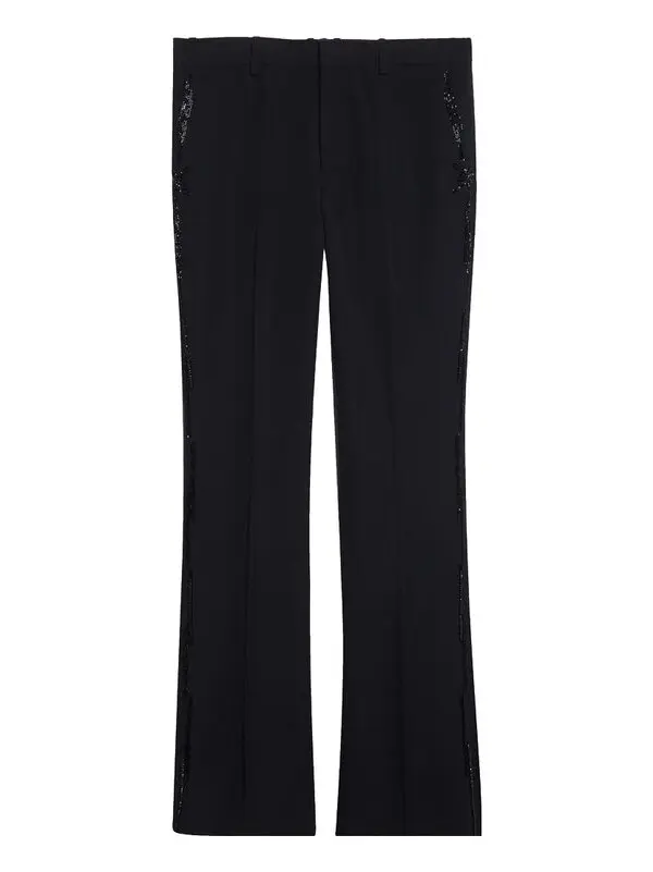 Balmain Flare Leg Wool Trousers - Eap Black/black