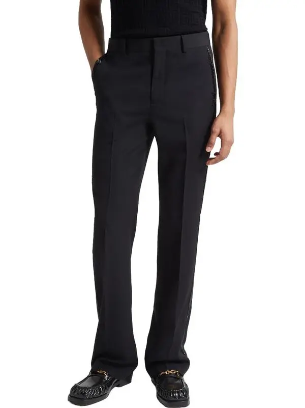 Balmain Flare Leg Wool Trousers - Eap Black/black