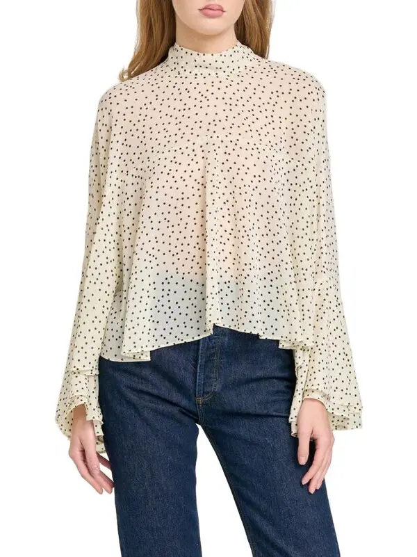 WAYF Reine Polka Dot Top - Cream Polka Dot