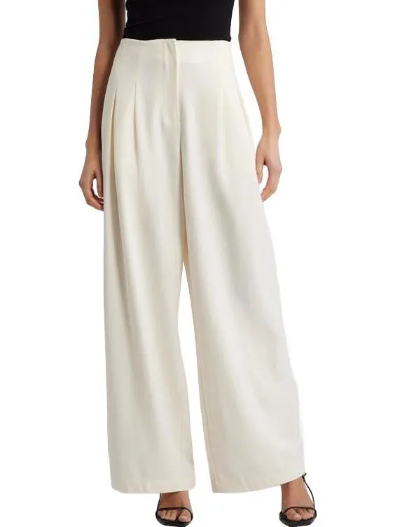 WAYF Mischa Pleated Wide Leg Pants - Cream